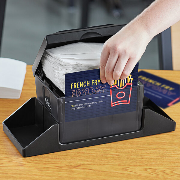 Choice Tabletop Napkin Dispenser w/ Condiment Caddy (Black)