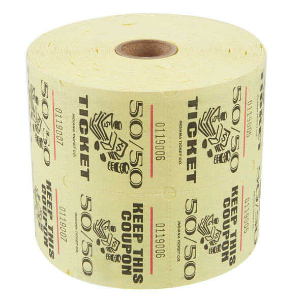 Yellow 50/50 Marquee Raffle Tickets - 1000/Roll