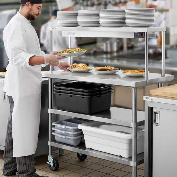 Regency 24" x 48" Expeditor Table with Single Overshelf, Strip Warmer ...