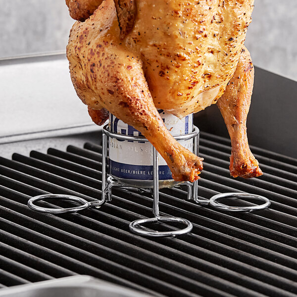 Mr. Bar-B-Q 7 5/8" x 7 5/8" Stainless Steel Beer Can Chicken Roaster