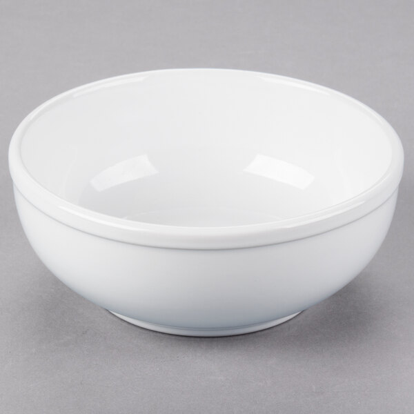 Sample - Acopa 15 oz. Bright White Rolled Edge Stoneware Nappie Bowl