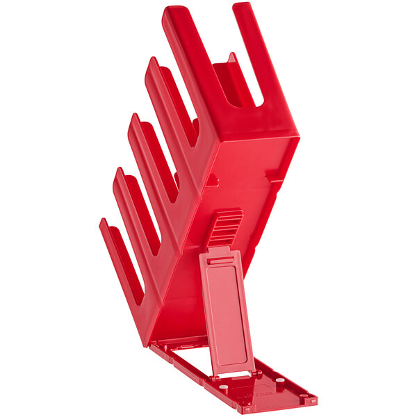 Choice Red 4-Section Adjustable Slanted Countertop Cup and Lid Organizer