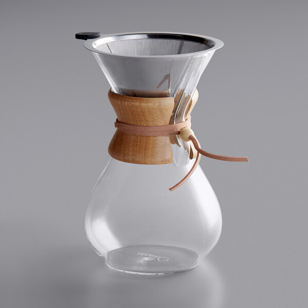 Acopa 6-Cup Glass Pour Over Drip Pot with Wood Collar