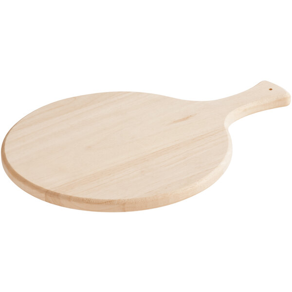 Choice 12" Round Wooden Serving Board with 4 1/2" Handle