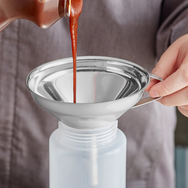 Choice 12 oz. 5" Stainless Steel Wide Mouth Funnel with Handle