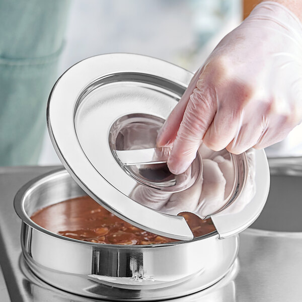 Choice 4 Qt. Notched Stainless Steel Vegetable Inset Cover