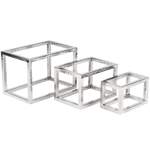 American Metalcraft HMRRSET 3-Piece Hammered Stainless Steel Open Frame ...