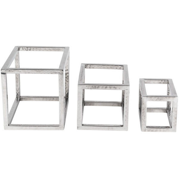 American Metalcraft HMRRSET 3-Piece Hammered Stainless Steel Open Frame ...