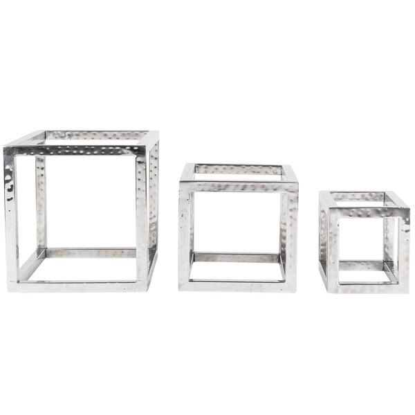 American Metalcraft HMRRSET 3-Piece Hammered Stainless Steel Open Frame ...
