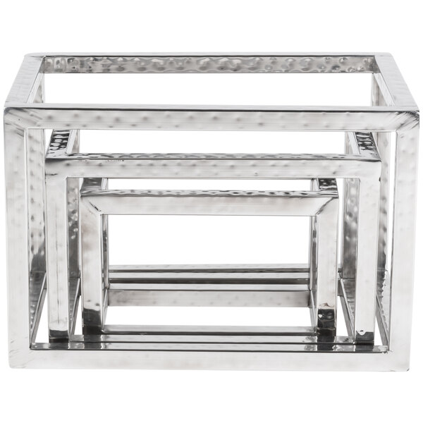 American Metalcraft HMRRSET 3-Piece Hammered Stainless Steel Open Frame ...