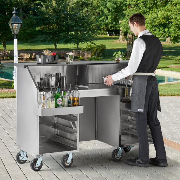 Regency 70" Stainless Steel Portable Bar with Open Front and Two ...