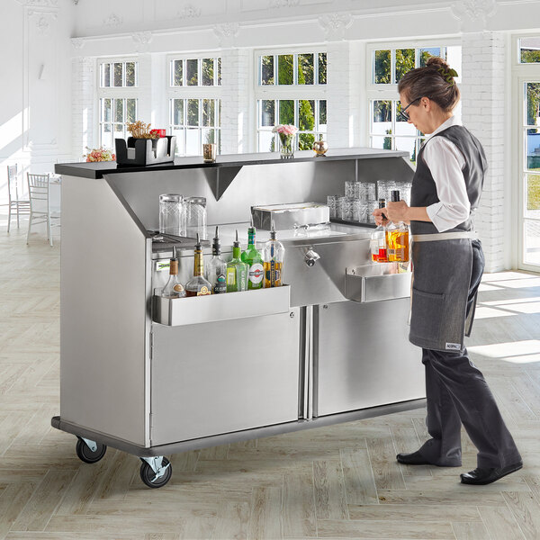 Regency 63" Standard Stainless Steel Portable Bar with Two Removable ...