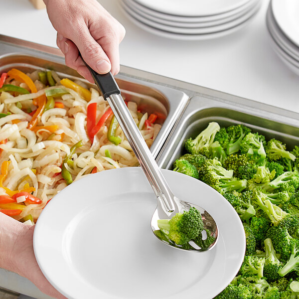 Choice 15" Slotted Stainless Steel Basting Spoon with Coated Handle