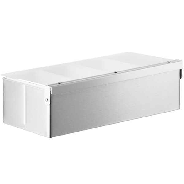 Tablecraft 4-Compartment Stainless Steel Condiment Bar with (4) 1 Pint ...