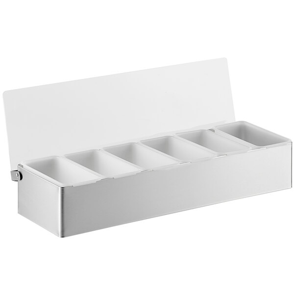 Tablecraft 6-Compartment Stainless Steel Condiment Bar with (6) 1 Pint ...