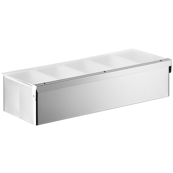 Tablecraft 5-Compartment Stainless Steel Condiment Bar with (5) 1 Pint ...