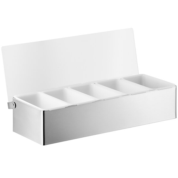 Tablecraft 5-Compartment Stainless Steel Condiment Bar with (5) 1 Pint ...