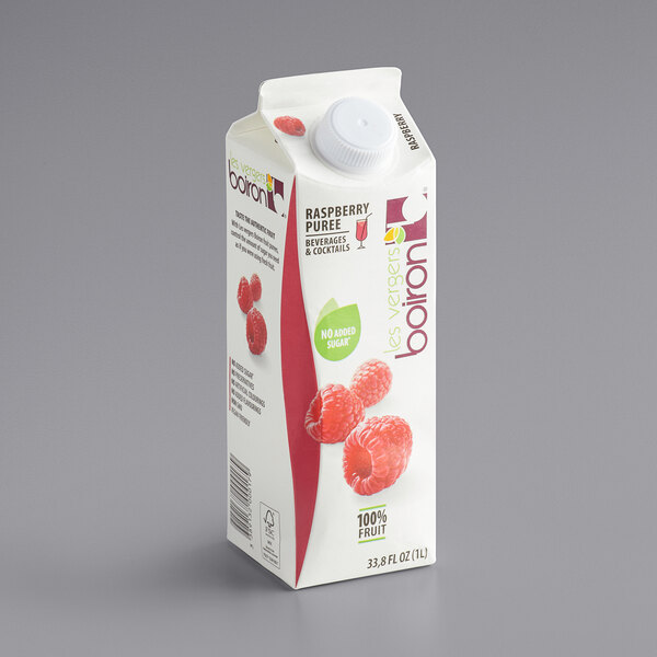 Les Vergers Boiron Raspberry No Sugar Added Fruit Puree 1 Liter