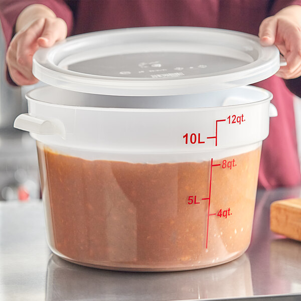 Choice 12 Qt. Translucent Round Polypropylene Food Storage Container ...