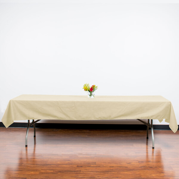 Intedge 54" x 120" Rectangular Ivory Hemmed 65/35 Poly/Cotton Blend ...