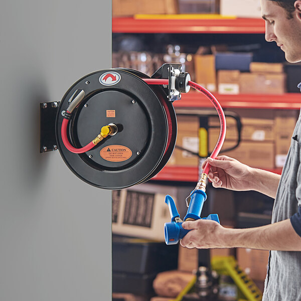 Regency Open Powder-Coated Steel Hose Reel with 15' Hose and Heavy-Duty ...