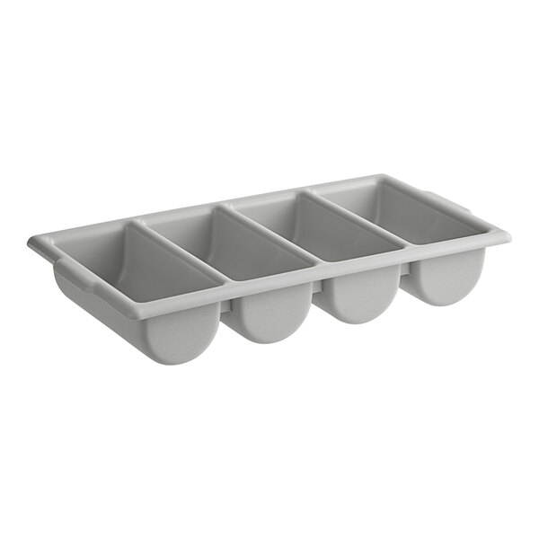 Tablecraft Gray 4-Compartment Plastic Cutlery Box / Flatware Bin with ...