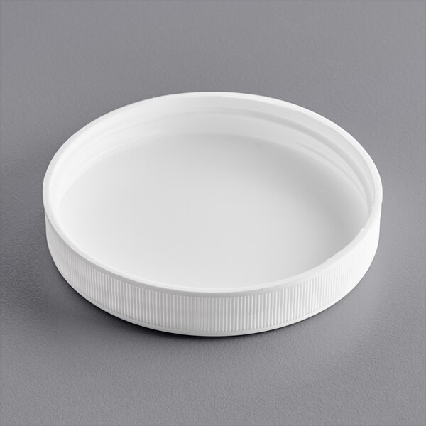 63/400 White Ribbed Plastic Cap with Foam Liner - 1200/Case