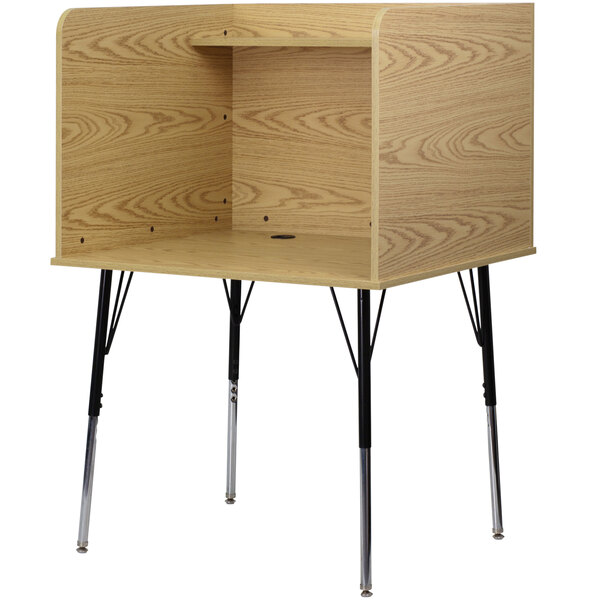 Flash Furniture Oak Height Adjustable Study Carrel with Top Shelf