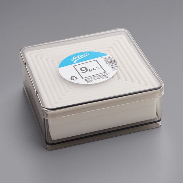 Ateco 5753 9-Piece Plastic Plain Square Cutter Set