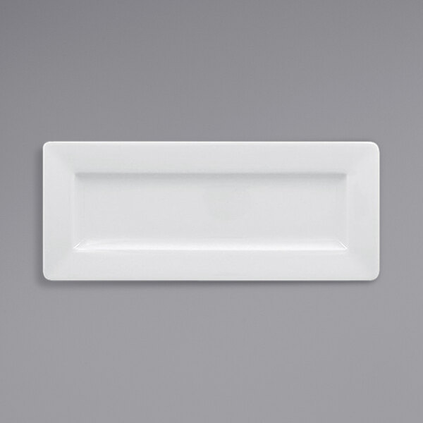 RAK Porcelain Polaris Access 11 7/16" x 4 3/4" Wide Rim Rectangular Porcelain Plate - 12/Case