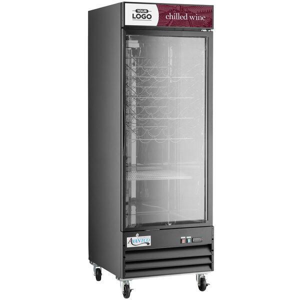 Avantco GDW-23-BBC 28" Customizable Black Single Door Wine Merchandiser ...