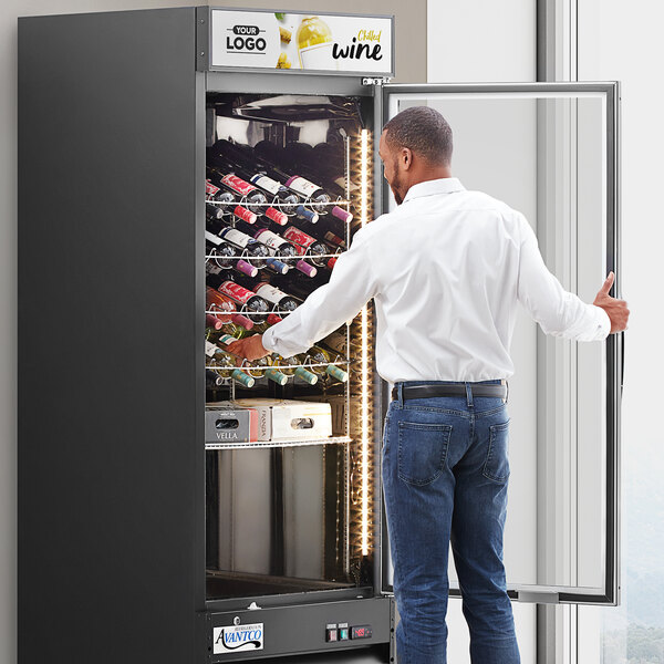 Avantco GDW-23-BBC 28" Customizable Black Single Door Wine Merchandiser ...