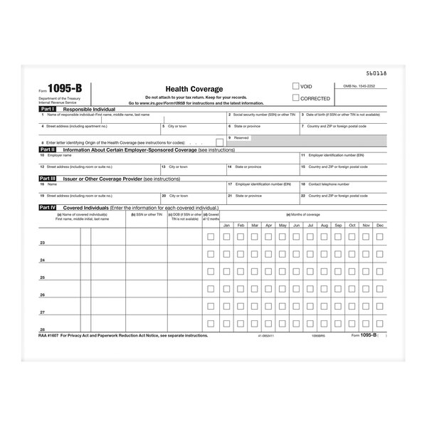 ComplyRight 8 1/2" x 11" 1095-B IRS Copy of Health Coverage Laser Tax ...