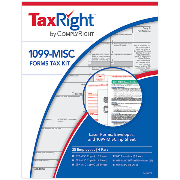ComplyRight TaxRight 1099-MISC 4-Part Tax Forms for 25 Recipients with ...