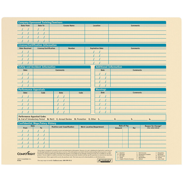 ComplyRight Standard Confidential Personnel Pocket File Folder - 25/Pack