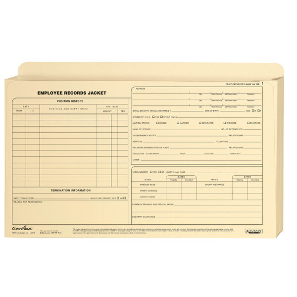 ComplyRight Employee Records Expandable Legal Size Jacket - 25/Pack