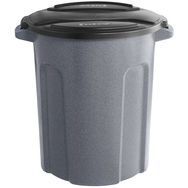 Toter 55 Gallon Dark Gray Granite Rotational Molded Round Trash Can ...