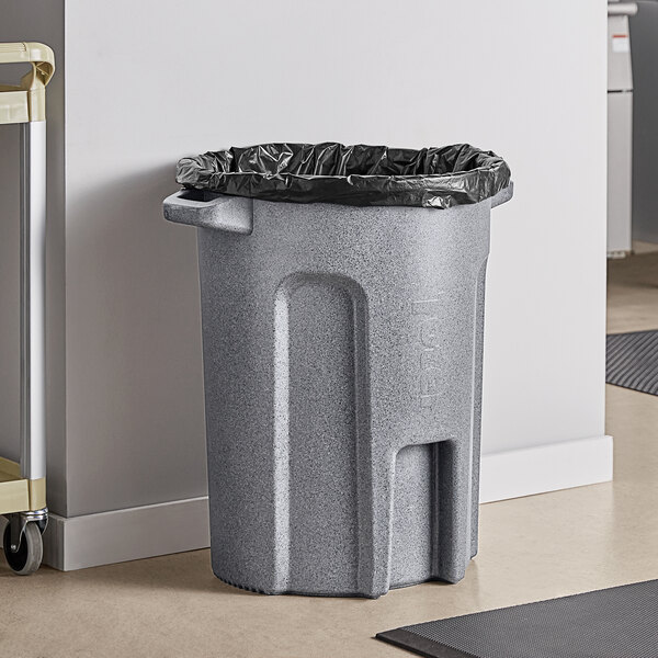 Toter RND32-B0149 32 Gallon Dark Gray Granite Round Trash Can