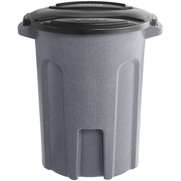 Toter 44 Gallon Dark Gray Granite Rotational Molded Round Trash Can ...