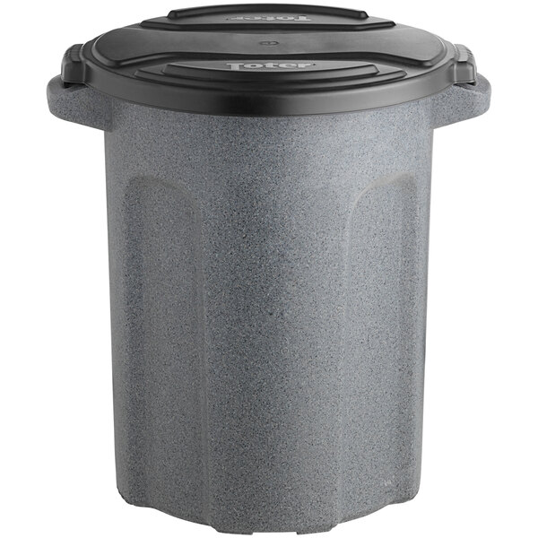 Toter 20 Gallon Dark Gray Granite Rotational Molded Round Trash Can ...