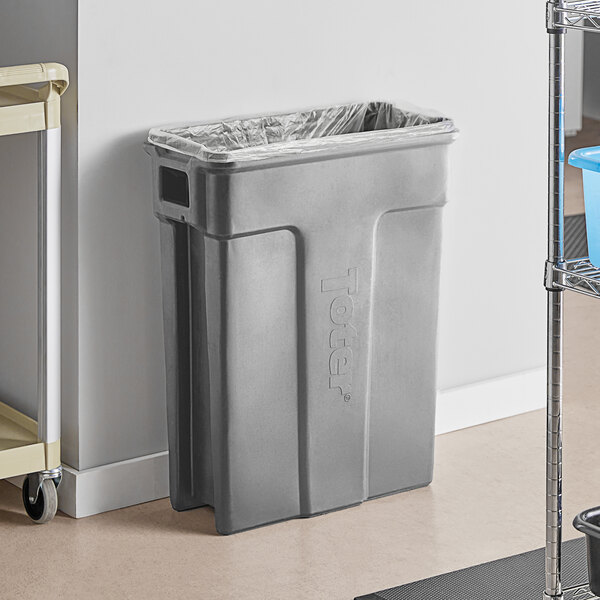 Toter SL023-00125 Slimline 23 Gallon Dark Cool Gray Trash Can