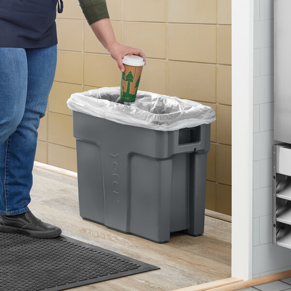 Toter SL016-00125 Slimline 16 Gallon Dark Cool Gray Trash Can