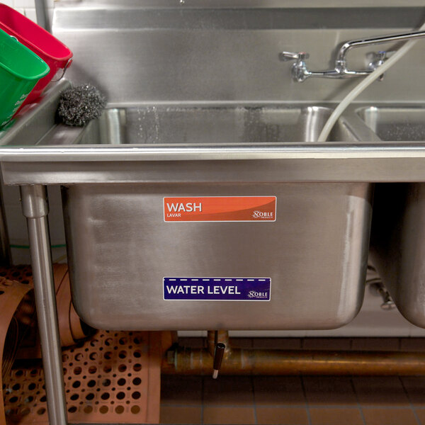 Wash, Rinse, Sanitize, and Water Level Permanent Sink Labels
