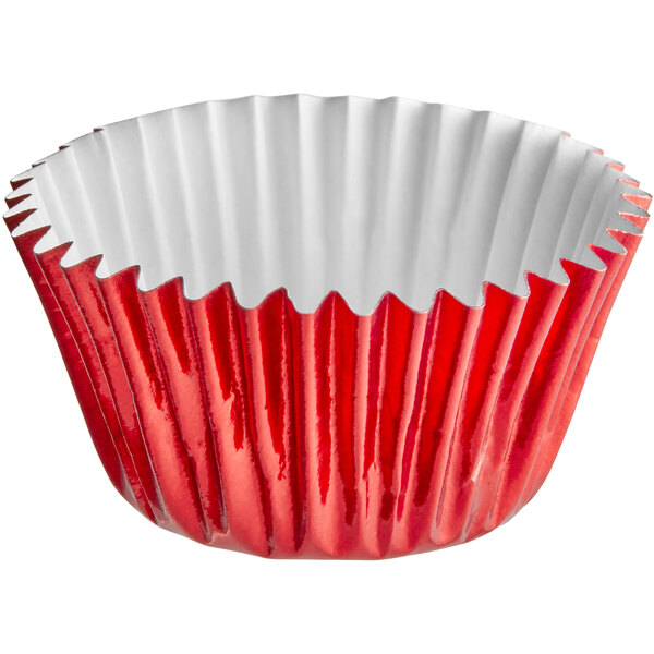 Enjay 1 1/4" x 7/8" Red Foil Mini Baking Cup - 10080/Case