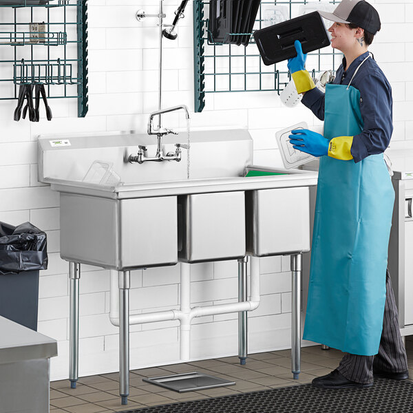 Regency 45" 16-Gauge Stainless Steel Three Compartment Commercial Sink ...