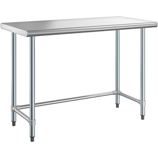 Steelton 24" x 48" 18-Gauge 430 Stainless Steel Open Base Work Table