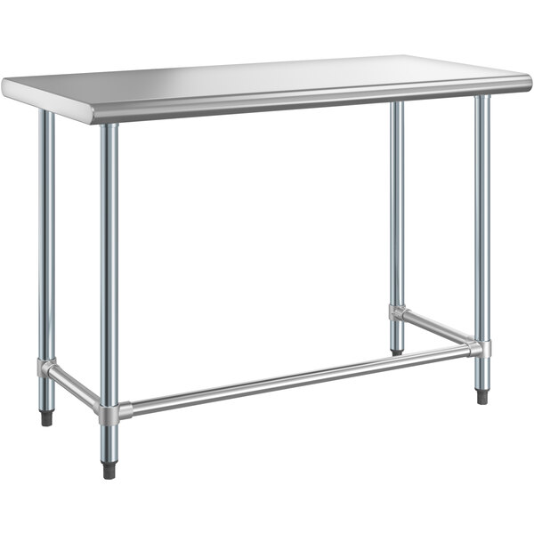 Steelton 24" x 48" 18-Gauge 430 Stainless Steel Open Base Work Table