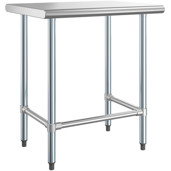 Steelton 24" x 30" 18-Gauge 430 Stainless Steel Open Base Work Table