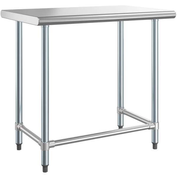Steelton 24" x 36" 18-Gauge 430 Stainless Steel Open Base Work Table