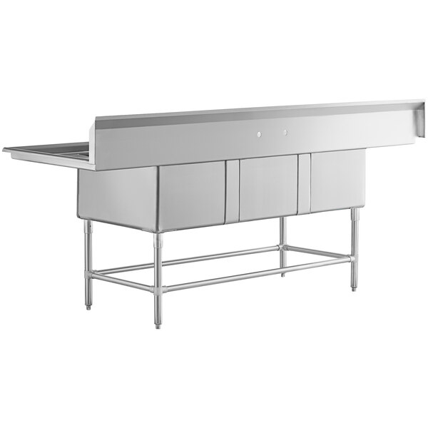 Regency Spec Line 100" 14 Gauge Stainless Steel Three Compartment ...